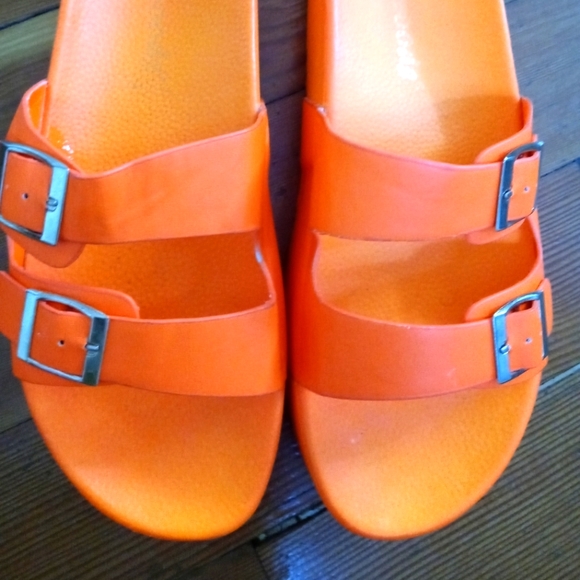 Outwoods | Shoes | Womens Open Toe Platform Shoe Double Buckle Orange ...